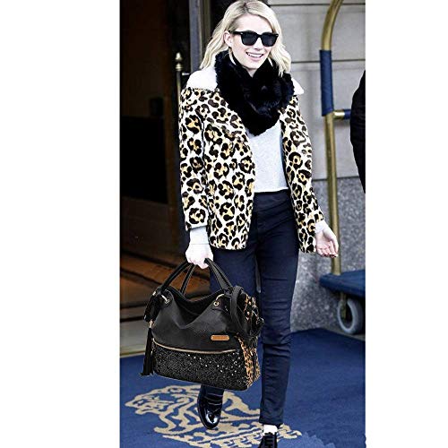 Cayla Women Leopard Print Shoulder Bag Totobag Large Hobo Purse with Tassel (Leopard Print)