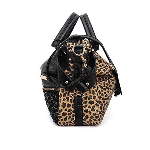 Cayla Women Leopard Print Shoulder Bag Totobag Large Hobo Purse with Tassel (Leopard Print)