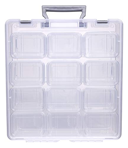 AB Designs 6965ABD Super Satchel with 9 Small Bins Inside, Stackable Home Storage Organization Container, Clear with Sliver Latches and Handle