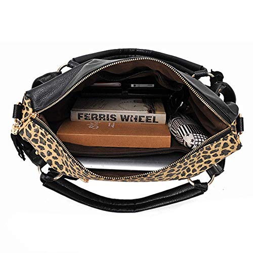 Cayla Women Leopard Print Shoulder Bag Totobag Large Hobo Purse with Tassel (Leopard Print)