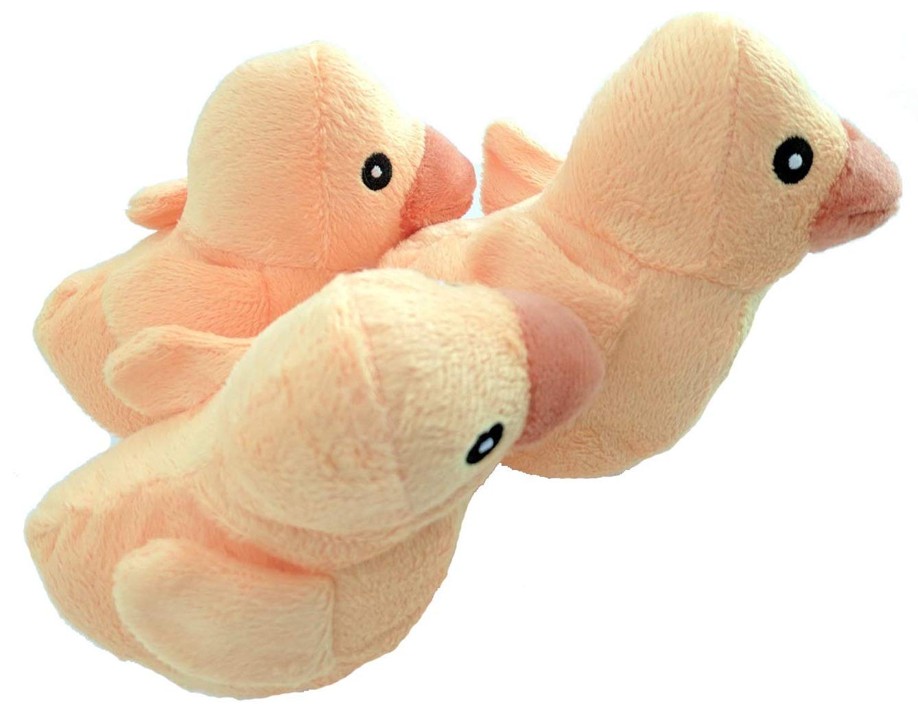 StarTechDeals Yellow Ducks Squeaky Toys, for Small Dog, Puppy Chew Toys, Plush Dog Toy (3 Ducks)