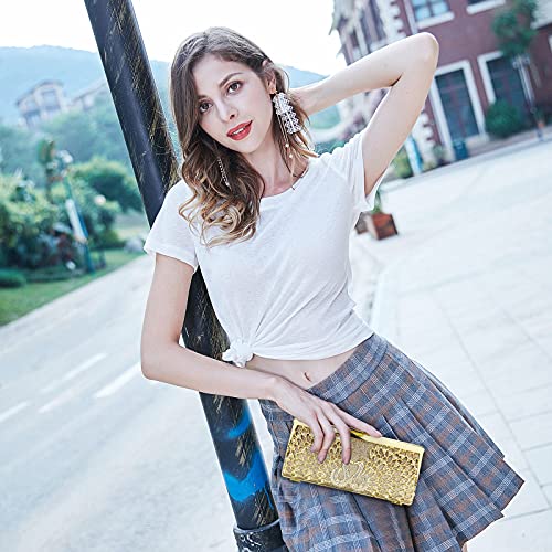 UBORSE Peacock Clutch Bag Rhinestone Vintage Evening Purse for Wedding Cocktail Party Retro Style (Gold)