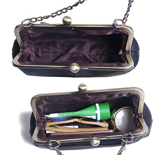 Lanpet Women Classical Kiss Lock Clutch with Chain Strap Shoulder Bag Purse Wallet