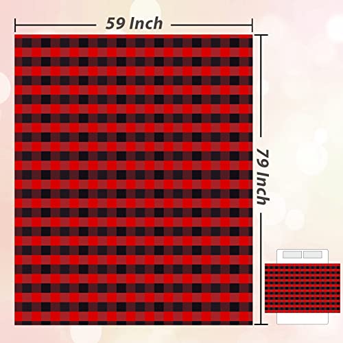 Fomoom Buffalo Plaid Blanket, Buffalo Blanket for Couch Bed Sofa Chair, Soft Cozy Flannel Red Black Check Pattern Decorative Blanket, Lightweight Fuzzy Buffalo Throw Blanket
