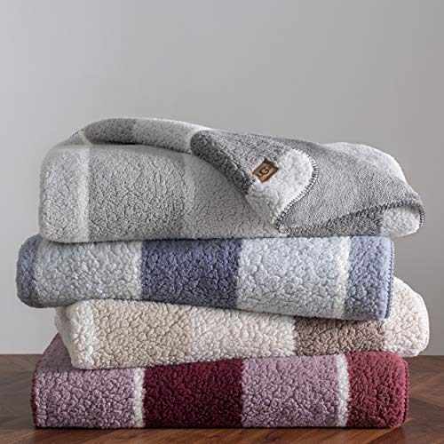 UGG Rosaleen Sherpa Fleece Striped Throw Blanket - Seal - 50"x70"