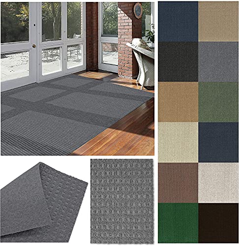 KOECKRITZ Waffle Pattern Indoor/Outdoor Custom Cut and Made-to-Order Light Weight Balcony Cover Area Rugs for Patios, Decks, Balconies. Stop Dropping Things On Your Neighbors Balcony.