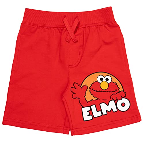 Sesame Street Elmo Cookie Monster Toddler Boys French Terry 2 Pack Shorts Blue/Red 5T