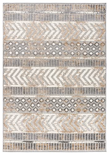 Rugshop Distressed Geometric Indoor/Outdoor Area Rug 5' x 7' Beige