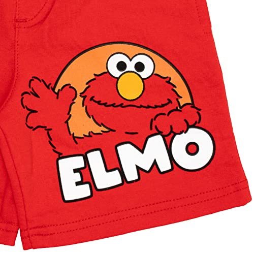 Sesame Street Elmo Cookie Monster Toddler Boys French Terry 2 Pack Shorts Blue/Red 5T