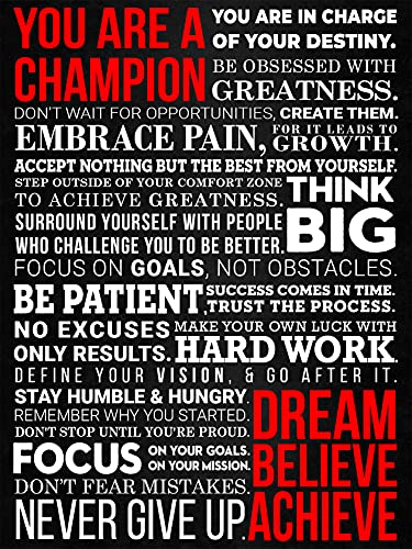 HoneyKICK A Champion's Mantra Motivational Poster - 12 x 16 Inch Cardstock Print - Inspirational Wall Art Décor For Bedroom, Office, Gym