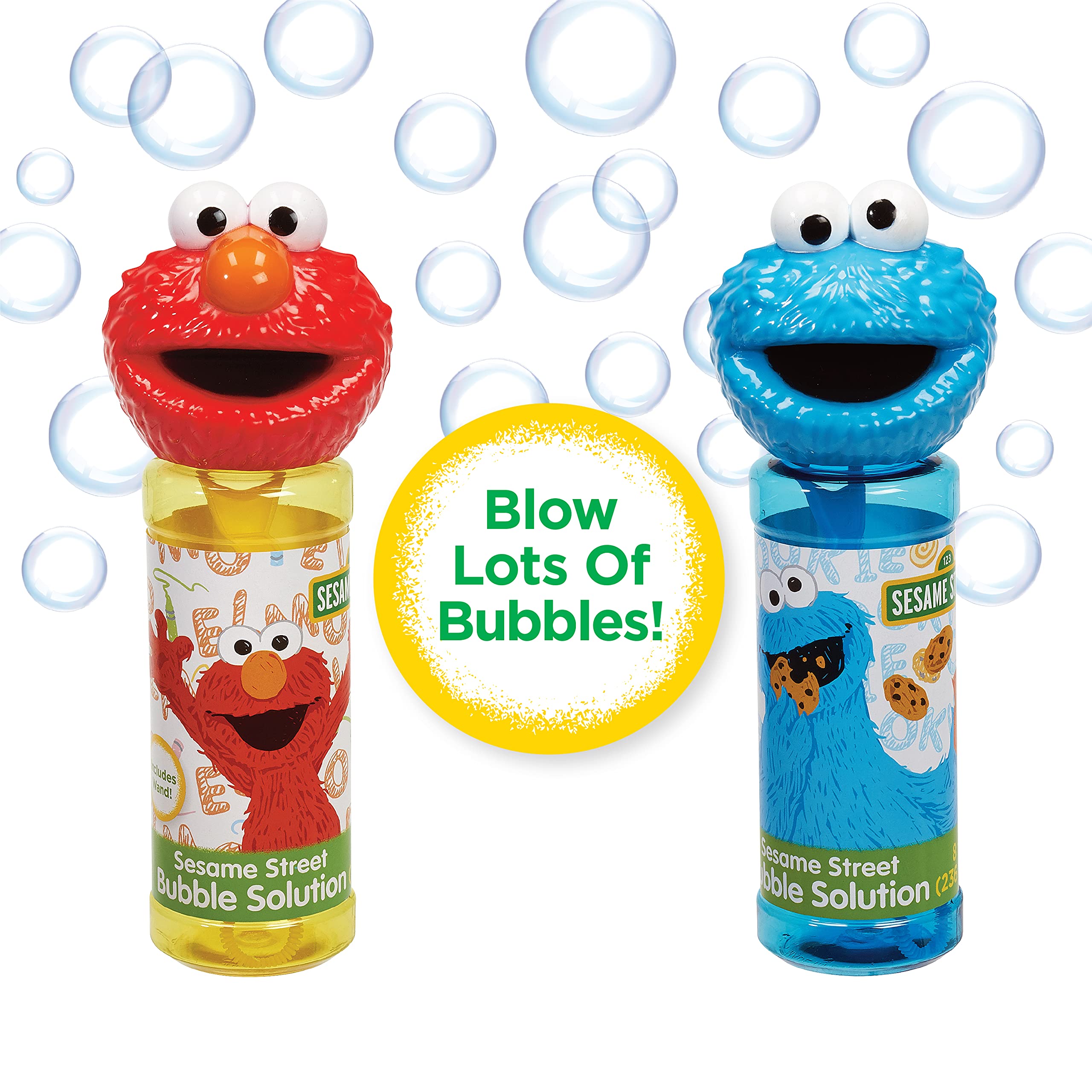 Little Kids Sesame Street Elmo & Cookie Monster 8oz Bubbles & Wand Character Party Favor Pack, 12 Pack,Red/Blue