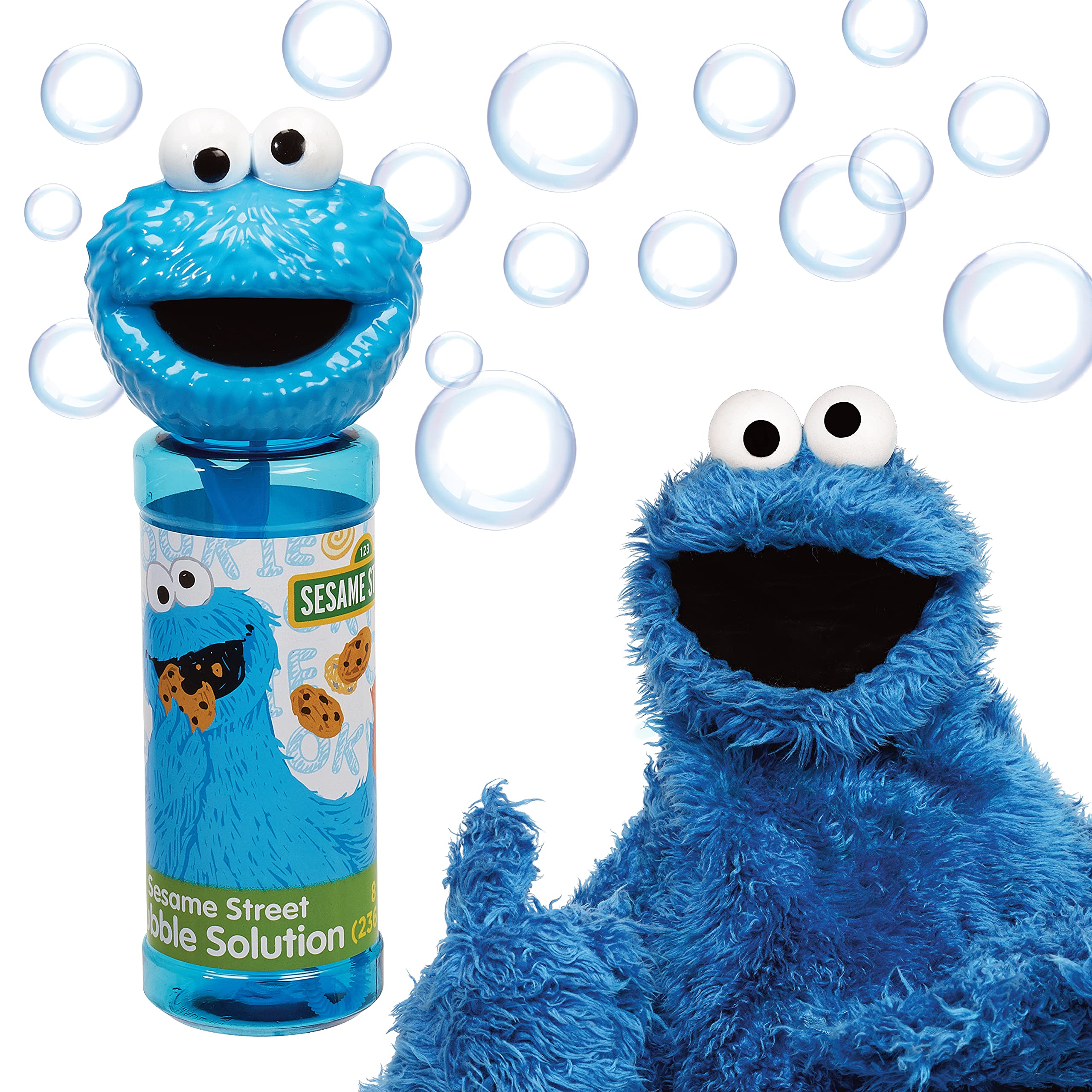 Little Kids Sesame Street Elmo & Cookie Monster 8oz Bubbles & Wand Character Party Favor Pack, 12 Pack,Red/Blue