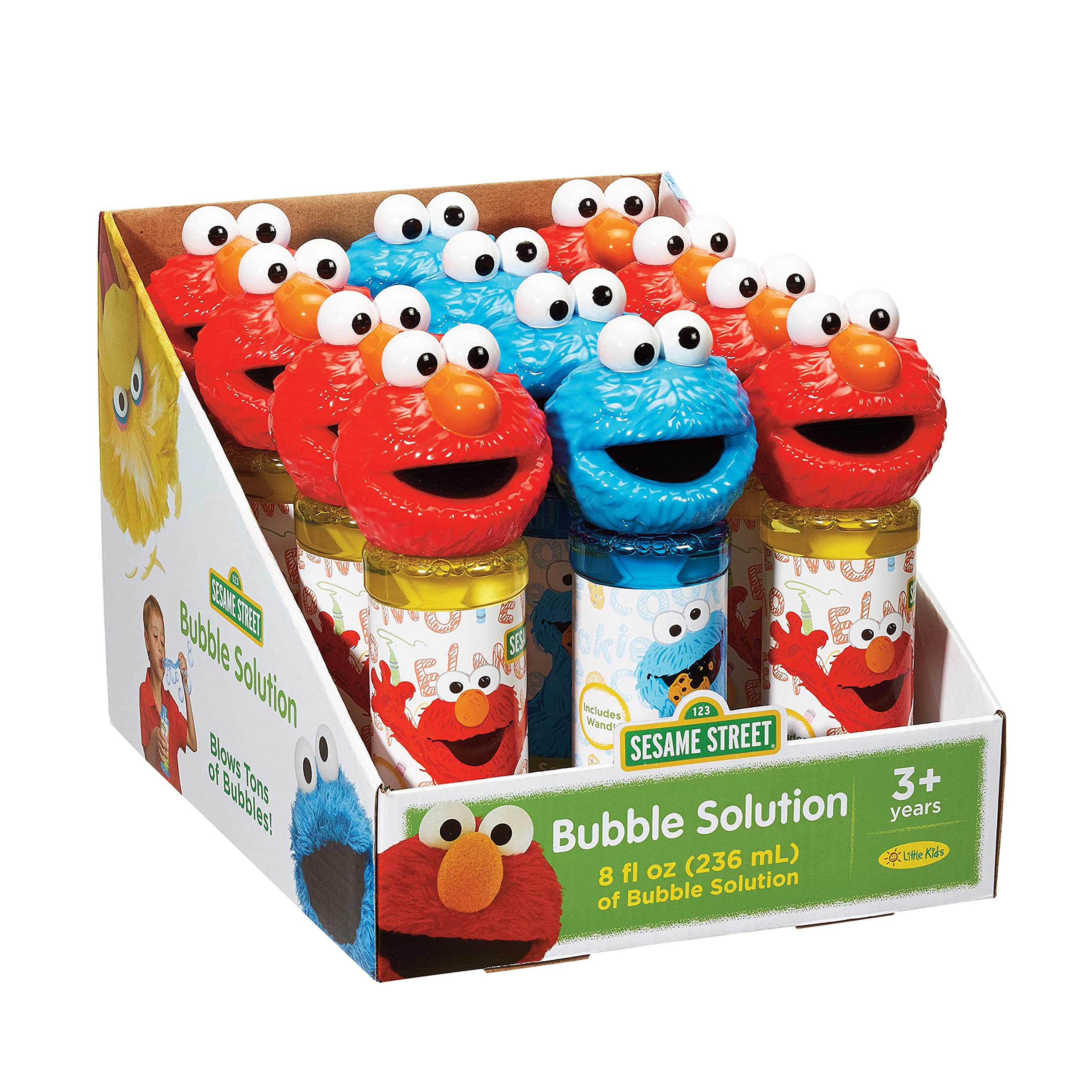 Little Kids Sesame Street Elmo & Cookie Monster 8oz Bubbles & Wand Character Party Favor Pack, 12 Pack,Red/Blue