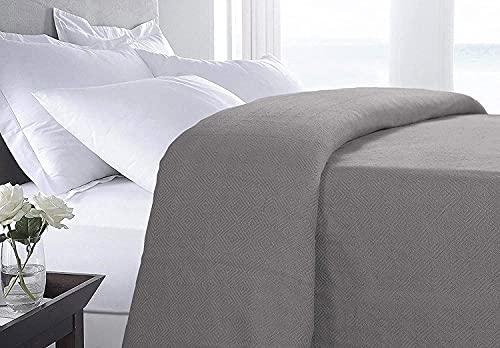 EUROTEX 100% Cotton Blanket Diamond Weave King 108 x 90 inches - Summer Lightweight Soft Breathable Blanket - Perfect for Layering for Couch Bed Sofa - Elegant Home Decoration, Light Grey