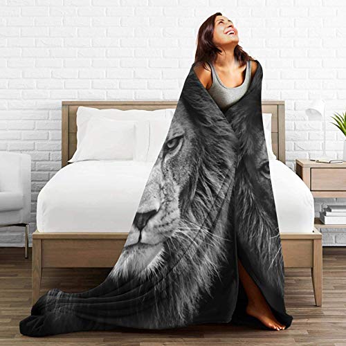 Cool Lion Fleece Throw Blanket Cozy Soft Plush Blanket for Sofa Couch Bed - 60" X 50"