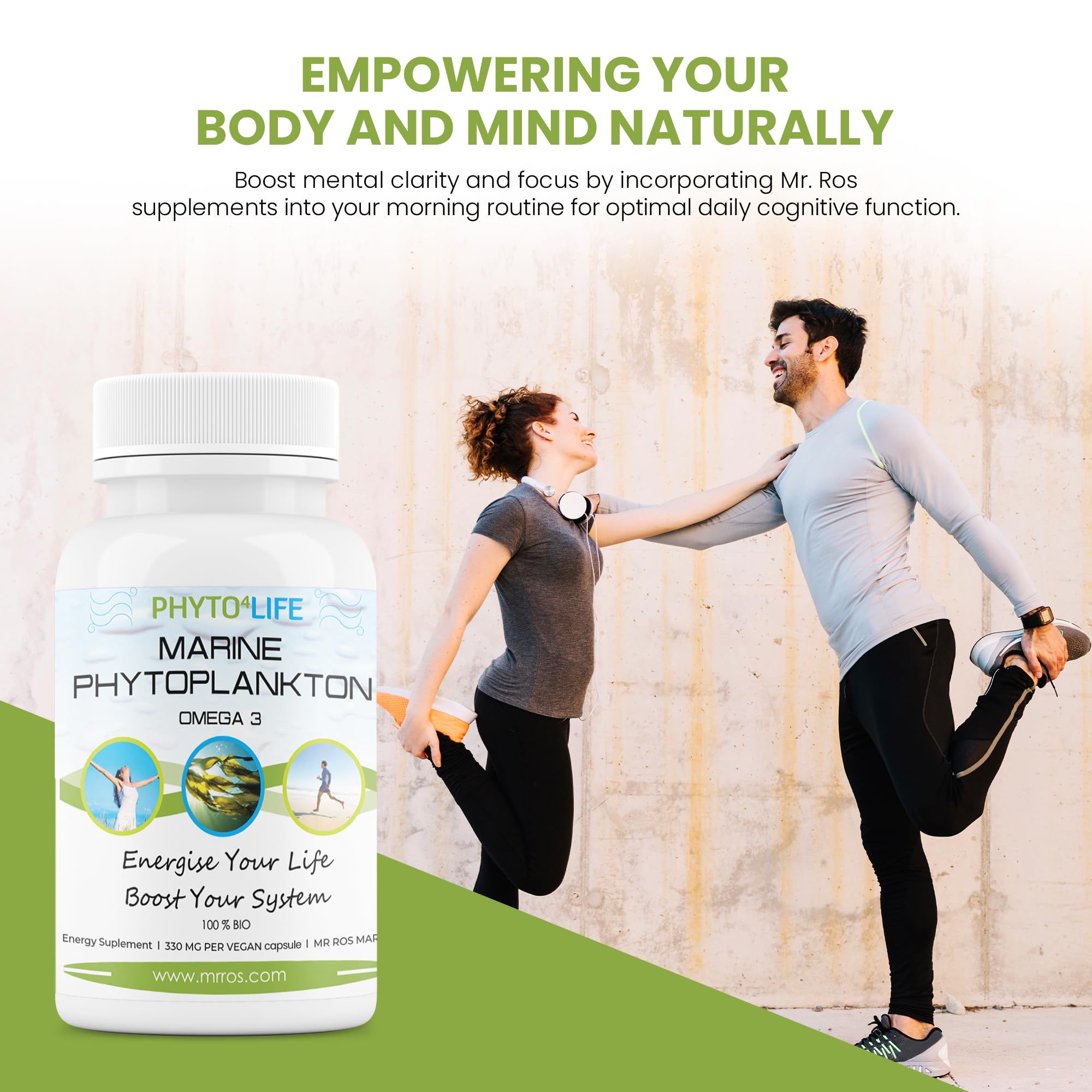 Mr Ros Marine Phytoplankton - 90 Caps | Energy, Recovery, Skin, Eyes, Immunity