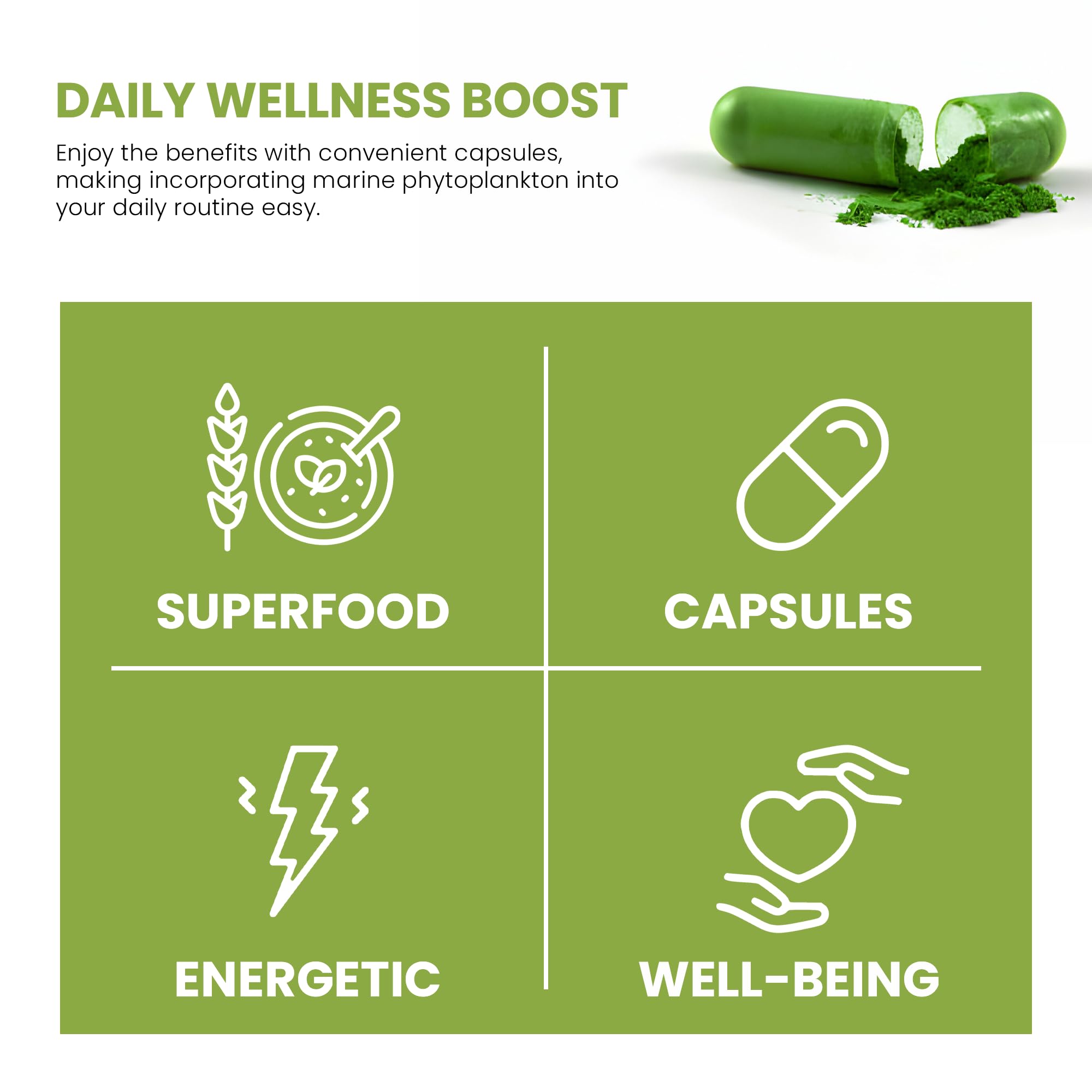 Mr Ros Marine Phytoplankton - 90 Caps | Energy, Recovery, Skin, Eyes, Immunity