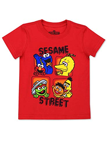 Sesame Street Gang Baby Toddler Boy's Girl's Short Sleeve T-Shirt Tee (Sesame Street Red, 24 Months)