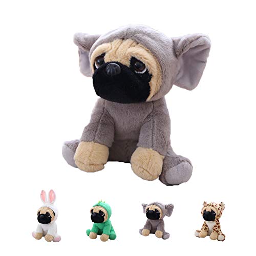 CASAGOOD Cute Pug Stuffed Animal Cosplay as Gray Elephant Plush Toys Soft Pug Dog Toy in Elephant Costume Great Plushies Toys Pug Dog Stuffed Puppy Animals for Kids 12 Inch