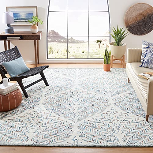 Safavieh Capri Collection 3' Square Ivory/Blue CPR208A Handmade Premium Wool Area Rug