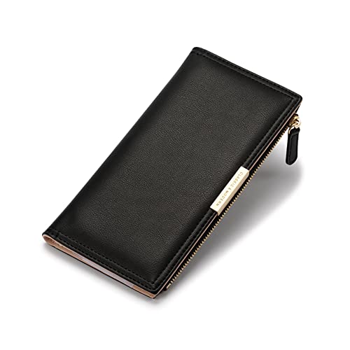 Mokoze Women'S Zipper Magnetic Closure Wallet Clutch Bag Storage Bag Long Bi-Fold With Change Pocket Small Women'S Walle(Black)