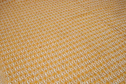 Yellow Cotton Throw Blanket - Waffle Weave Throw Blanket 60βx48β - Farmhouse Throw Blanket - Throw Blanket for Couch Sofa Chair Bed - Blanket for all Seasons - Yellow Decorative Blanket with Fringe