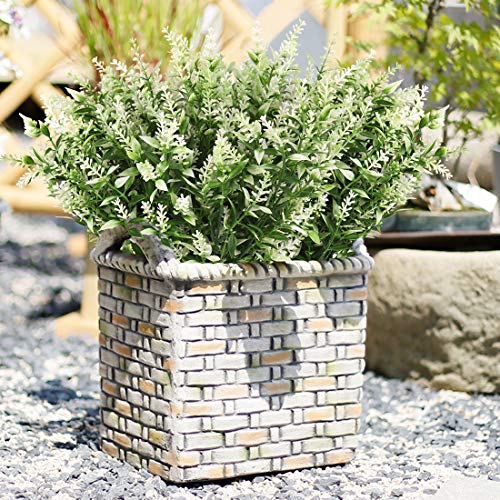 RECUTMS Artificial Plants Lavender, 8 Bundles Outdoor UV Resistant Greenery Fake Shrubs Simulation Plants Indoor Outside Hanging Planter Home Garden Decor (White)