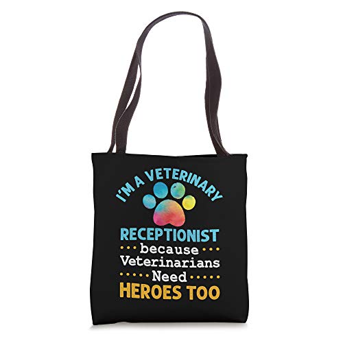 I'm a Veterinary Receptionist Funny Vet Secretary Paw Print Tote Bag