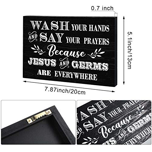 Jetec Farmhouse Bathroom Sign Wash Your Hands and Say Your Prayers Everywhere Rustic Wooden Wall Box Sign Funny Wall Plaque Table Decor for Home Room Office 7.87 x 5.1 Inch
