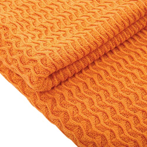 JUDYBRIDAL Knitted Throw Blanket Couch Cover Blanket Textured Solid Decorative Blanket with Tassel for Sofa Bed Travel,50 x 60, Orange
