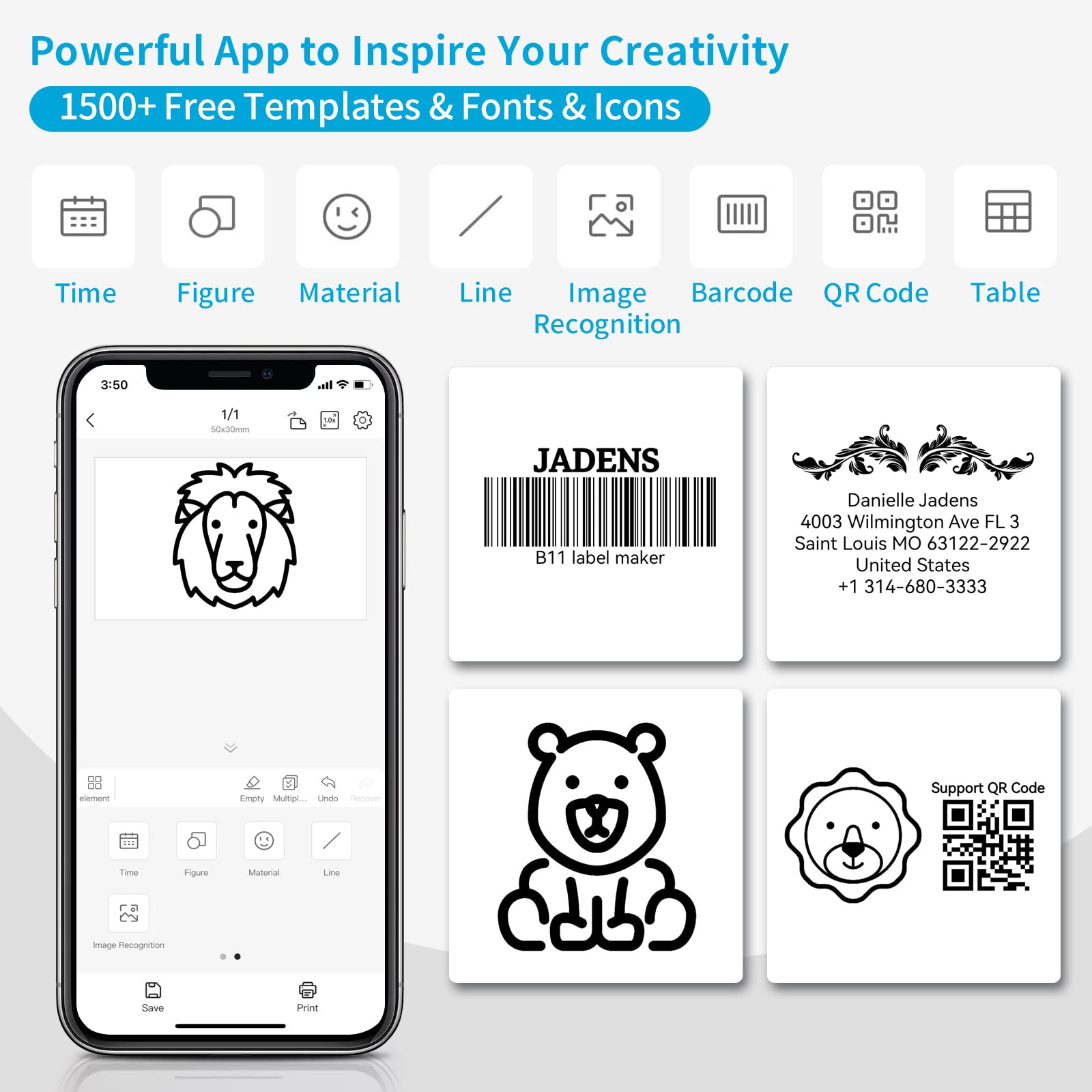 JADENS Thermal Label Printer & Bluetooth Label Maker