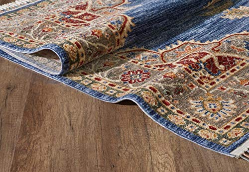 LUXE WEAVERS Otika 8694 Modern Oriental Premium Blue Area Rug 8x10, Geometric Fringe Rug