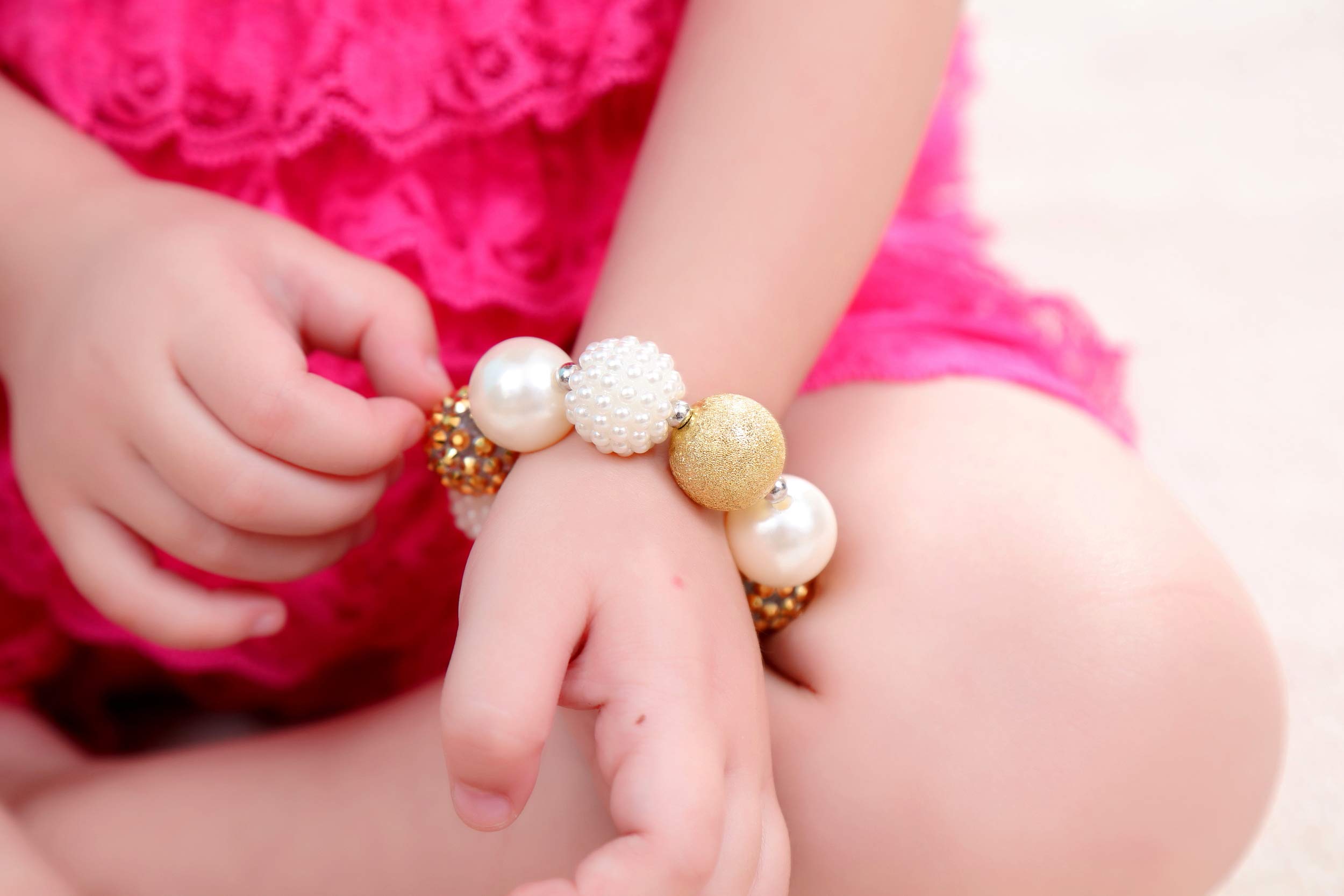 VCMART Girls Chunky Bubblegum Beaded Necklace & Bracelet Set,15.7"