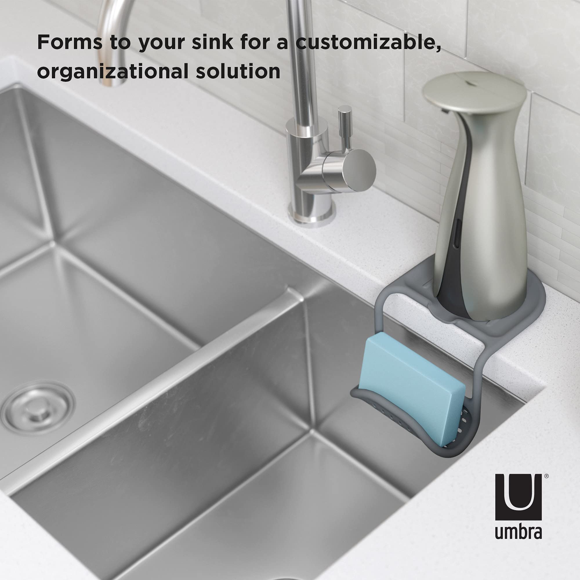 Umbra Sling Kitchen Sink Accessory, Double-Sided Sponge Holder, Charcoal