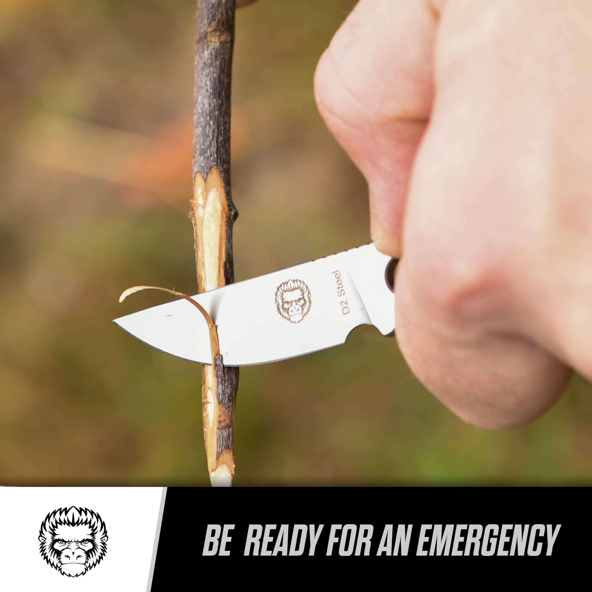 Neck Knife | Fixed Blade Utility Knife D2 W Sheath | Belt Clip Bushcraft Outdoor Knife |Full Tang Tactical Survival Knife Kit (Silver)
