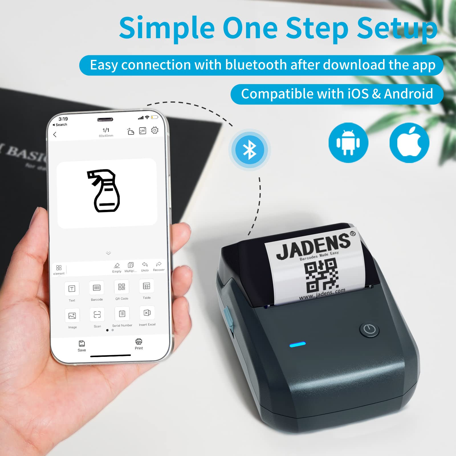 JADENS Thermal Label Printer & Bluetooth Label Maker