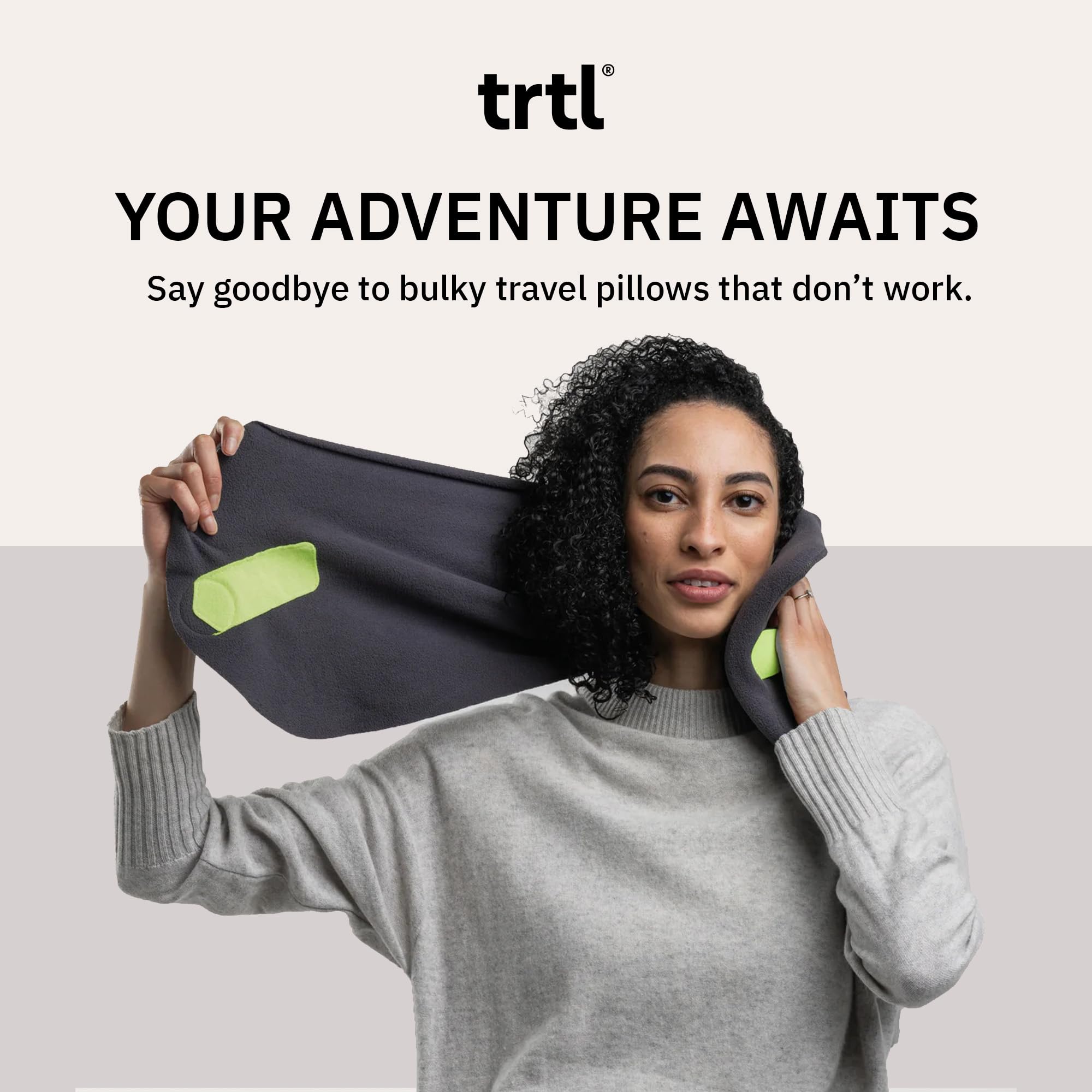 trtl Pillow - Scientifically Proven Super Soft Neck Support Travel Pillow - Machine Washable (Grey)…