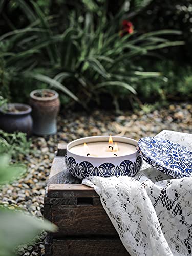 Citronella Candles Outdoor & Indoor, 4 x 12oz Scented Candles Large, Soy Wax 3 Wick Tin Gift Set for Garden Camping Patio
