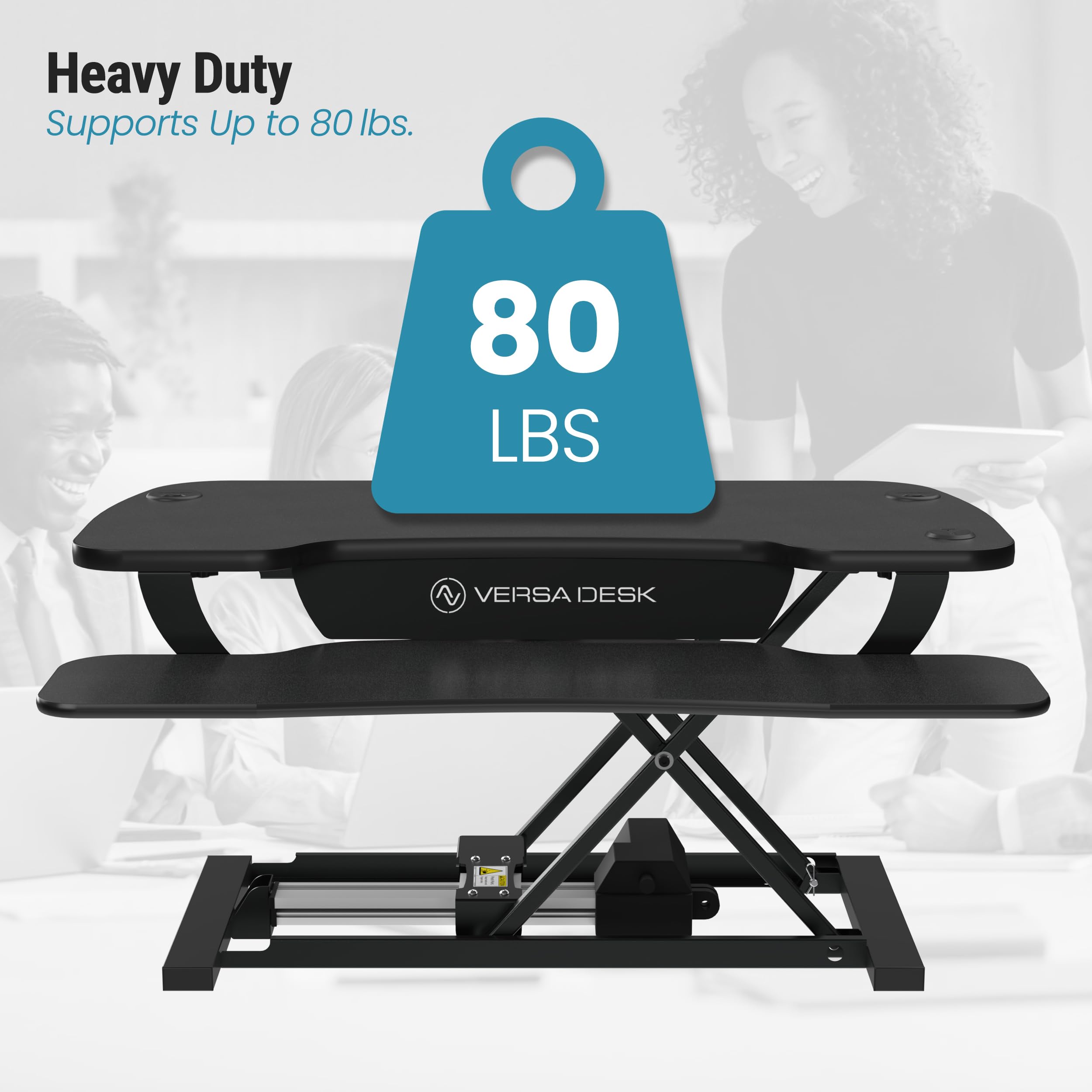 VERSADESK 36 Inch Standing Desk Converter, PowerPro Electric Height Adjustable Desk Riser for Standing or Sitting, with Keyboard Tray, Built-in USB Charging Port, Holds 80 lbs, Black