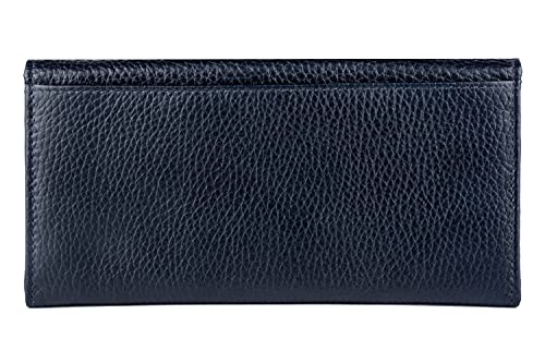 Zinda Genuine Leathers Women’s Wallet Purse Flap Over RFID Protection (Navy)