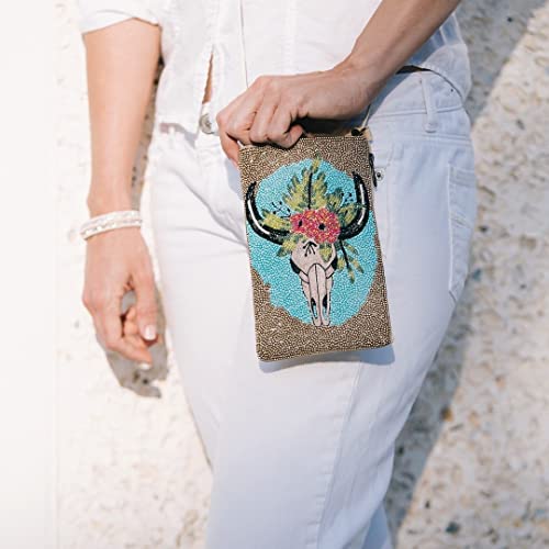 Bamboo Trading Company SHB447 Boho Skull Club Bag, 6-inch Height, Multicolor