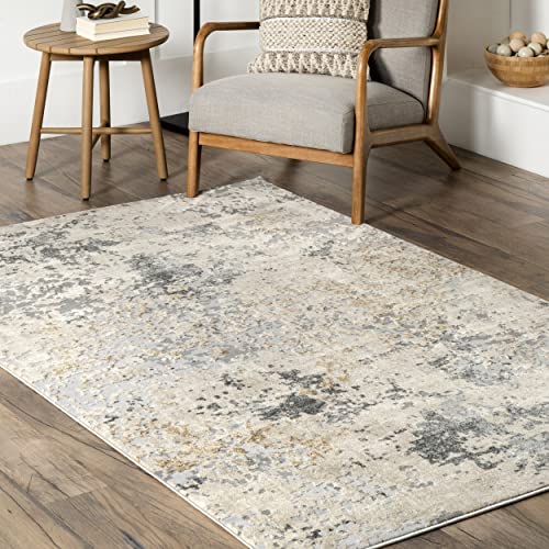 nuLOOM Abstract Contemporary Motto Area Rug, 5' x 8' Oval, Beige