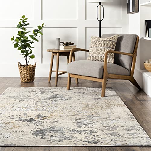 nuLOOM Abstract Contemporary Motto Area Rug, 5' x 8' Oval, Beige