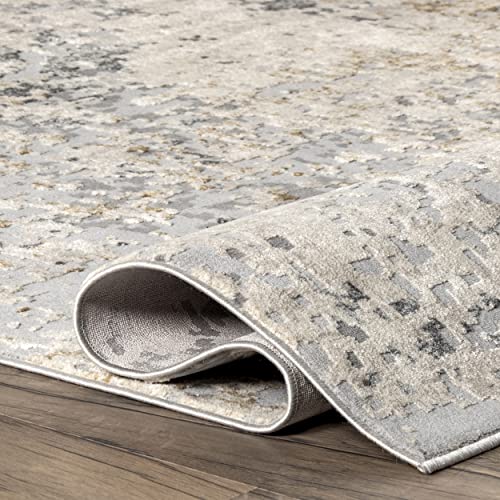 nuLOOM Abstract Contemporary Motto Area Rug, 5' x 8' Oval, Beige