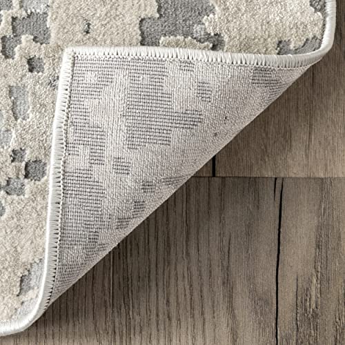 nuLOOM Abstract Contemporary Motto Area Rug, 5' x 8' Oval, Beige