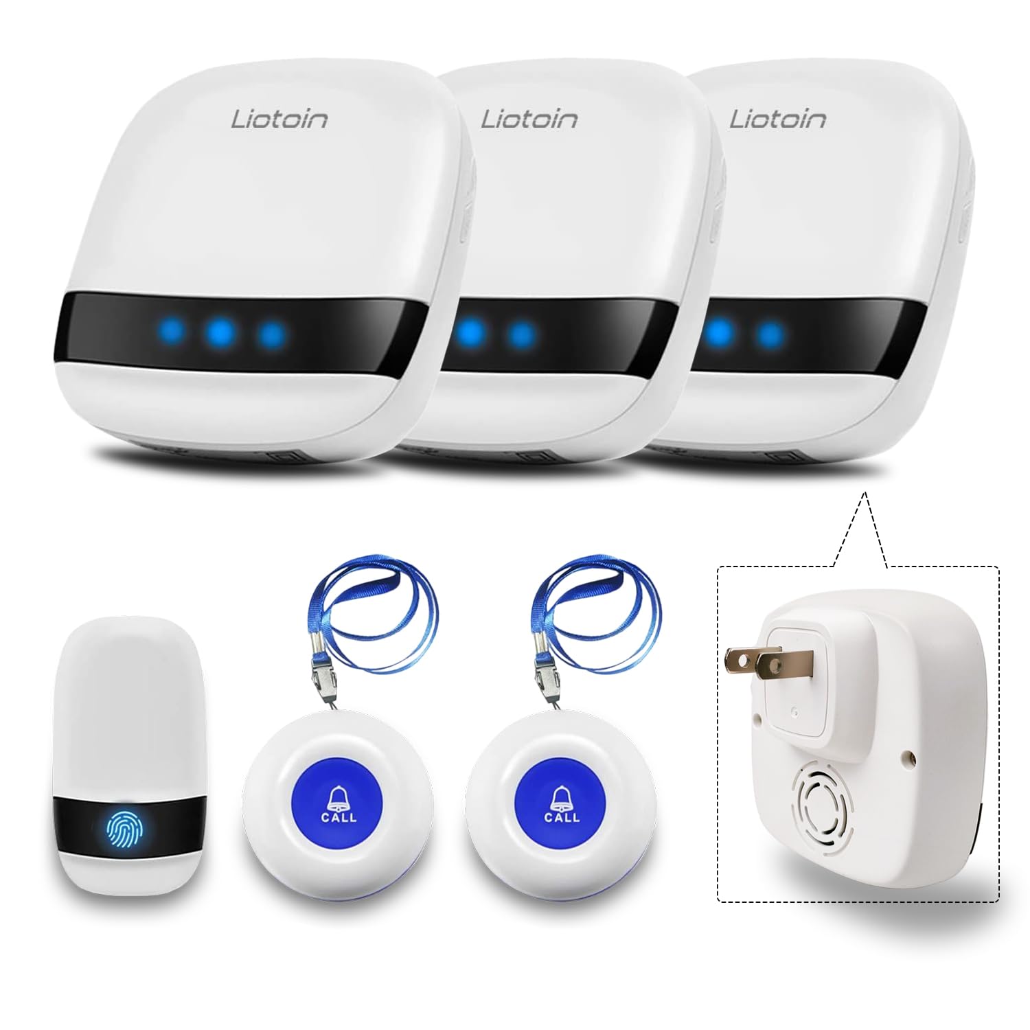 LIOTOIN Wireless Caregiver Pager Call Button Nurse Alert System Call Bell for Home/Elderly/Patients/Disabled 3 Transmitters 3 Plugin Receivers (600+ft Operating Range)…