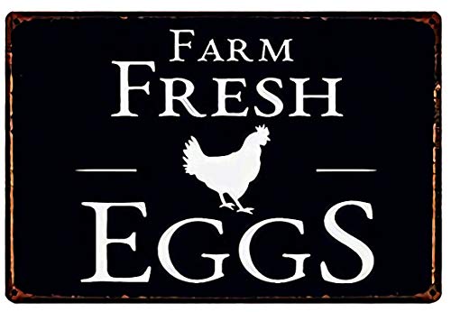 Vintage Tin Poster Chicken Crossing Farm Fresh Eggs Metal Tin Sign 8x12 Inch Retro Art Home Bar Restaurant Garage Cafe Gas Shop Wall Decor Metal Plaque New