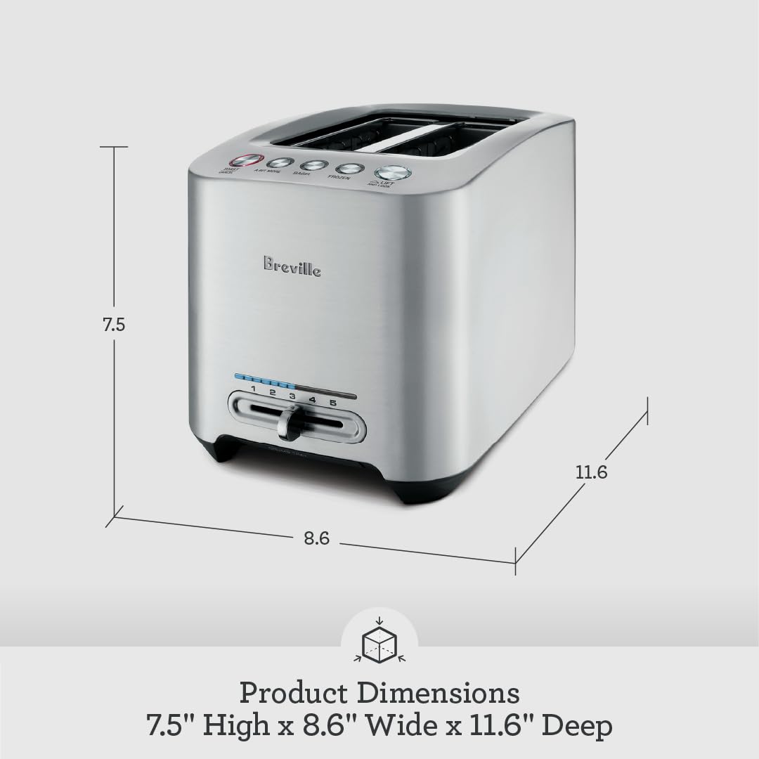 Breville BTA820XL Die-Cast 2-Slice Smart Toaster, Brushed Stainless Steel