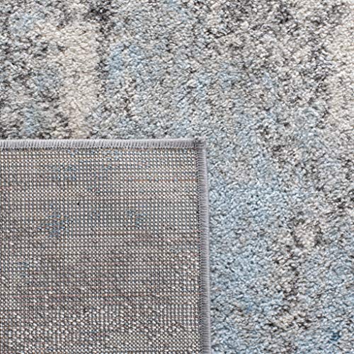 SAFAVIEH Tulum Collection 10' Square Grey/Blue TUL207F Modern Abstract Non-Shedding Living Room Bedroom Dining Home Office Area Rug