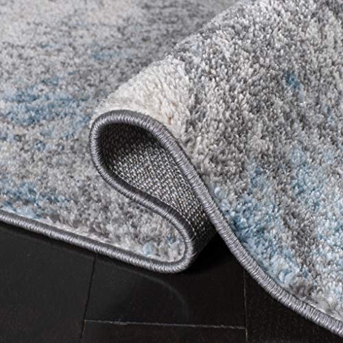 SAFAVIEH Tulum Collection 10' Square Grey/Blue TUL207F Modern Abstract Non-Shedding Living Room Bedroom Dining Home Office Area Rug